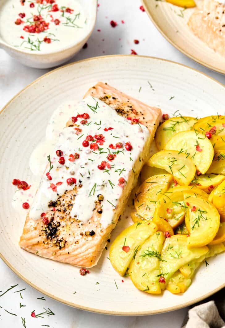 Oven Roasted Salmon with Pink Peppercorn Sauce - A Spicy Perspective
