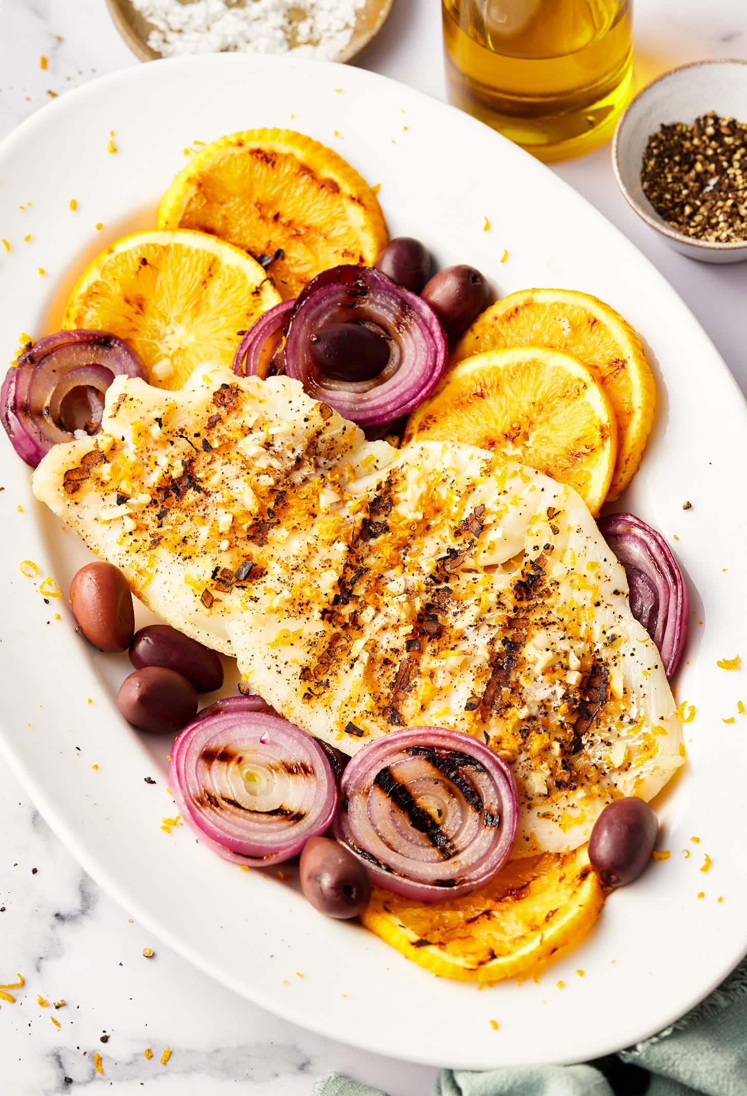 Grilled Grouper Recipe with Oranges and Olives