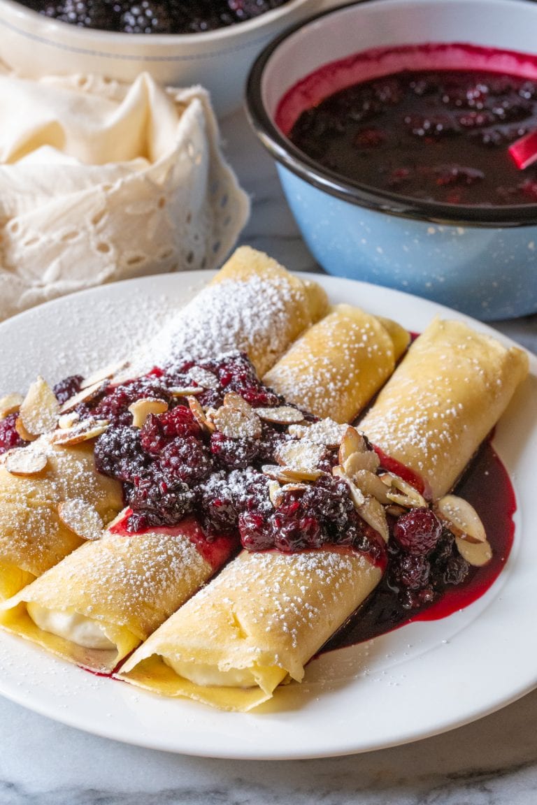 Blintz Pancakes Recipe (with Blackberry Sauce) - A Spicy Perspective