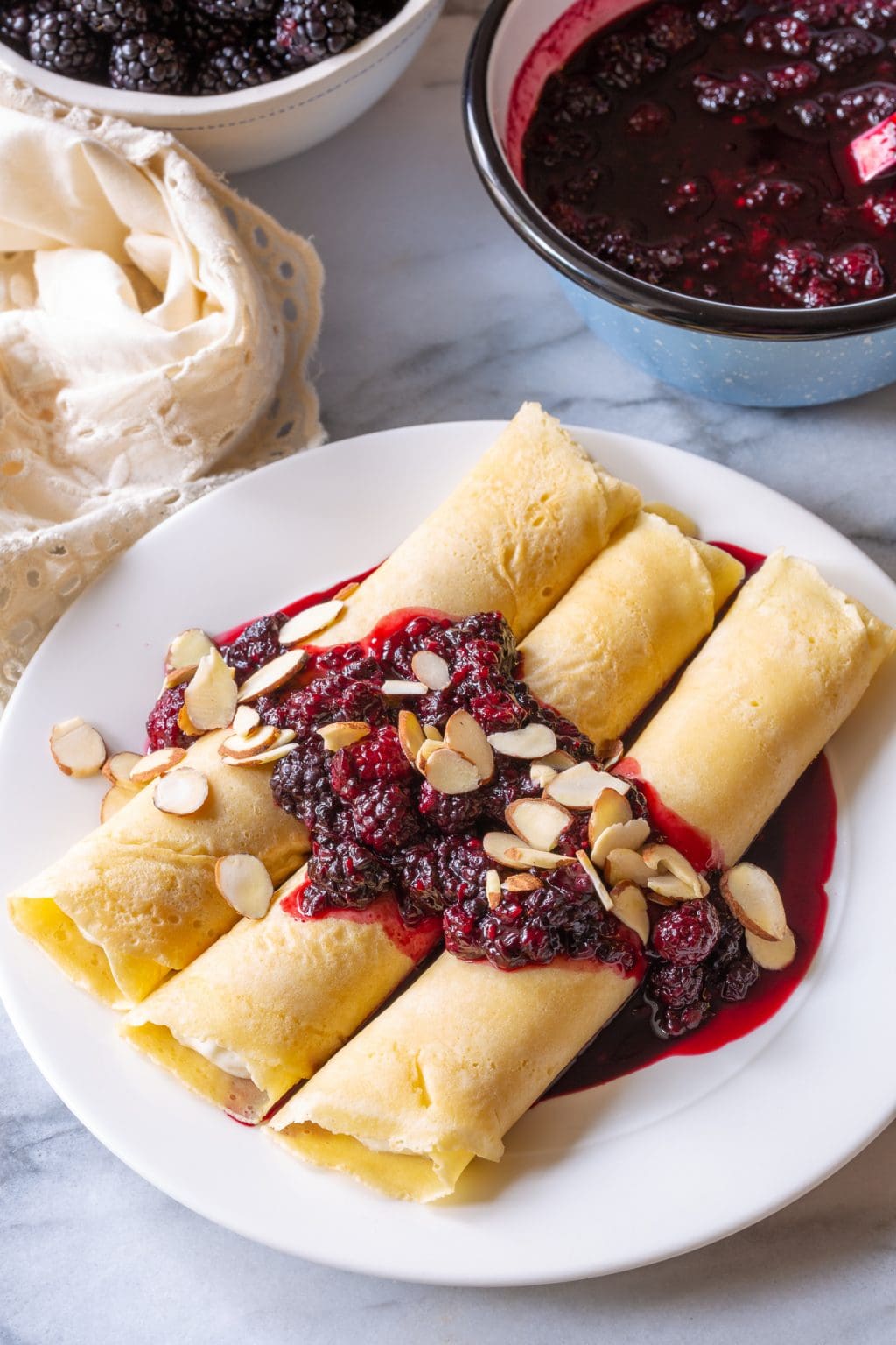 Blintz Pancakes Recipe (with Blackberry Sauce) - A Spicy Perspective