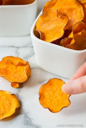 Baked Sweet Potato Chips Recipe (VIDEO) - A Spicy Perspective