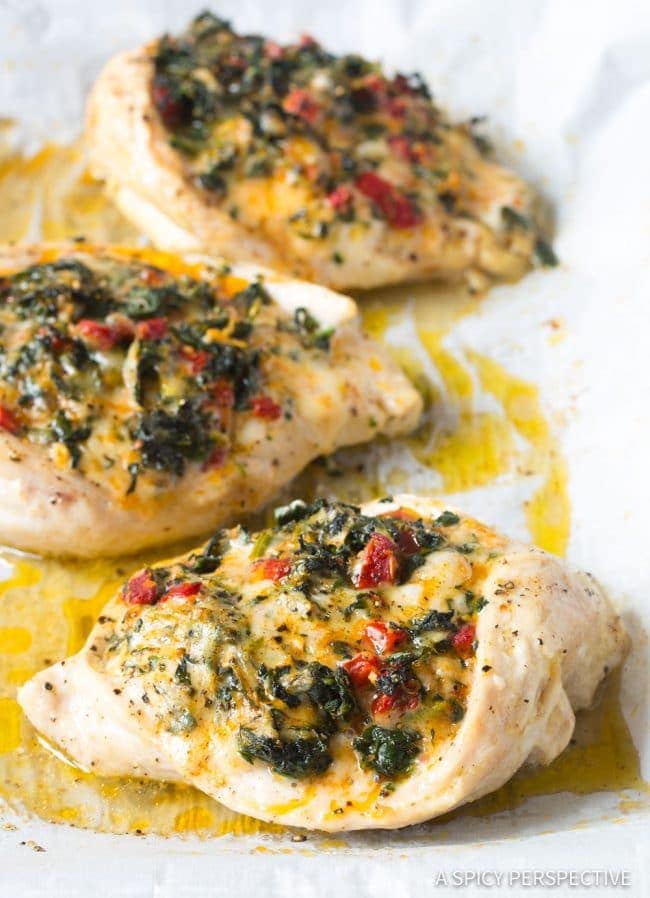 Spinach Stuffed Chicken Breast (Video) - A Spicy Perspective