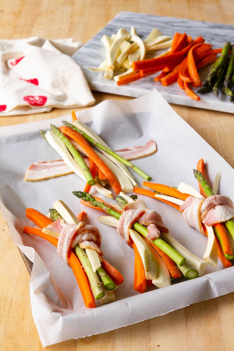 Bacon Wrapped Vegetables with Maple Glaze - A Spicy Perspective