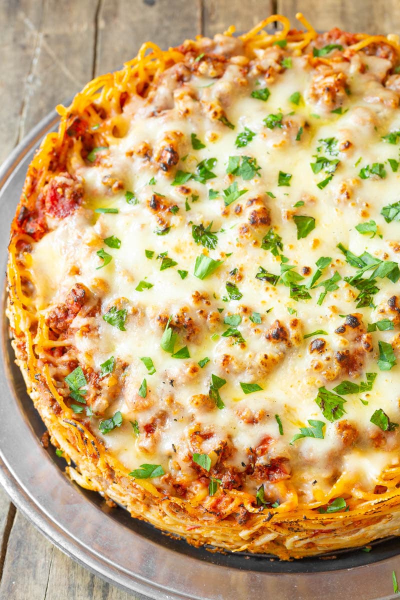 Baked Spaghetti Pie Recipe (Video) - A Spicy Perspective