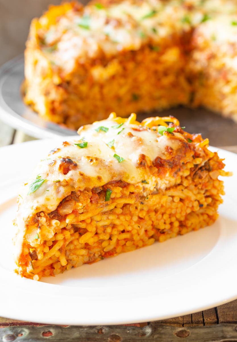 Baked Spaghetti Pie Recipe (Video) - A Spicy Perspective