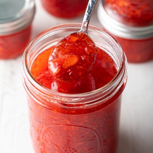 Best Easy Freezer Jam (Strawberry & Peach!)- A Spicy Perspective