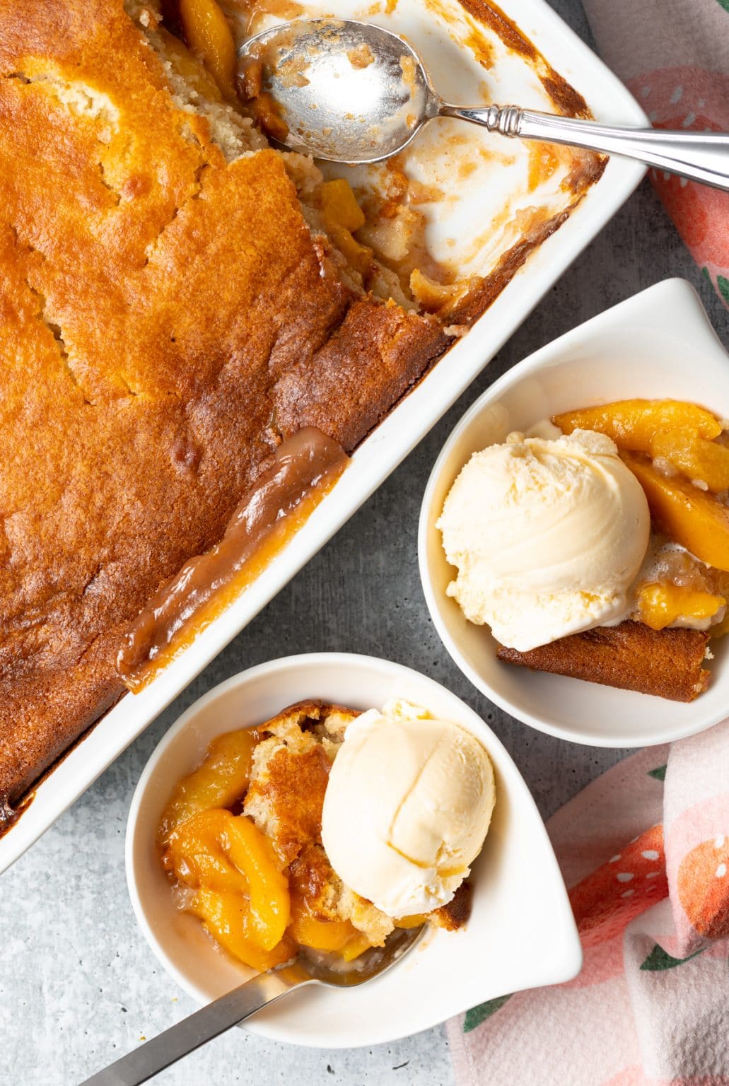 Bisquick Peach Cobbler Recipe VIDEO - A Spicy Perspective