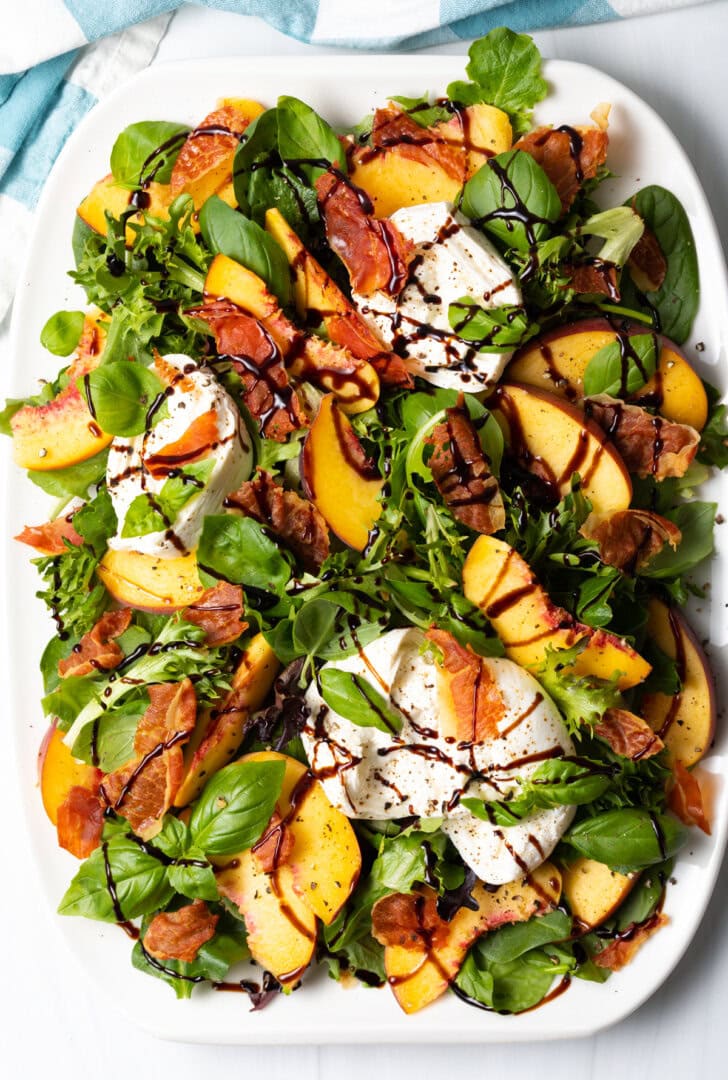 Peach Burrata Caprese Salad - A Spicy Perspective
