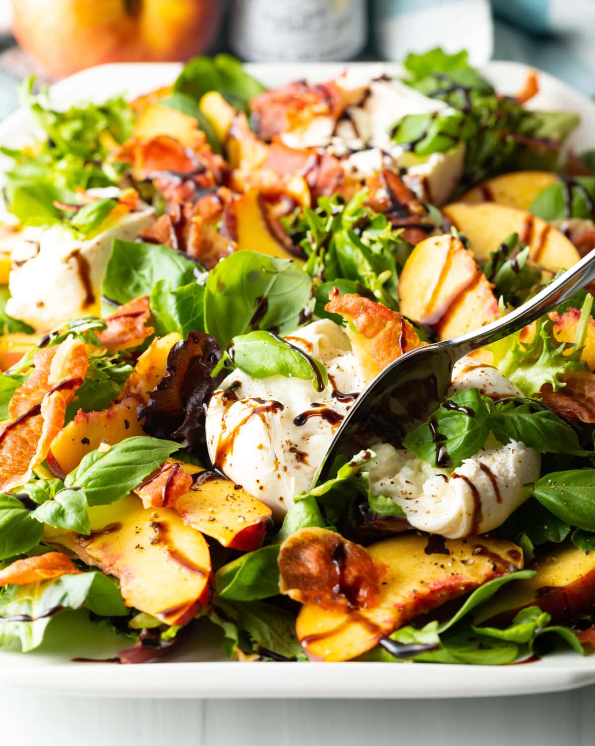 Peach Burrata Caprese Salad - A Spicy Perspective