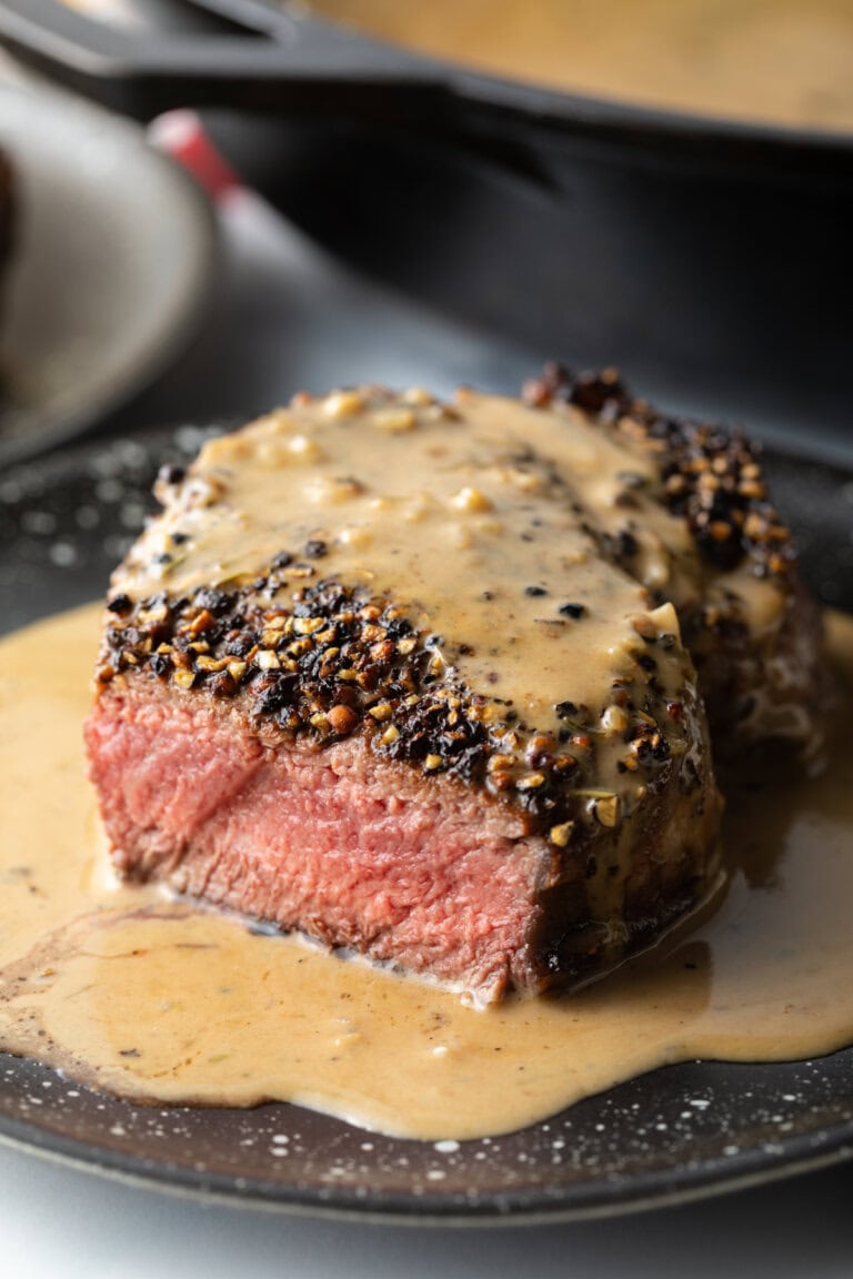 Steak au Poivre Recipe with Cognac Cream Sauce