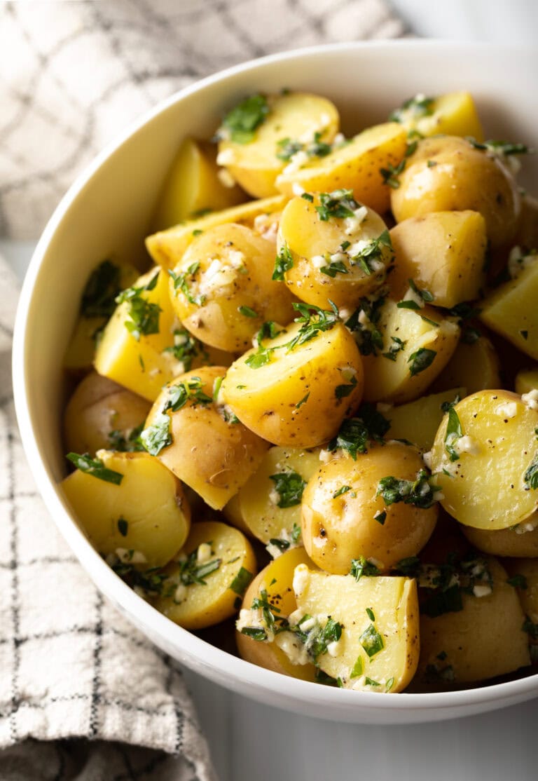 Steamed Potatoes with Garlic Herb Butter - A Spicy Perspective