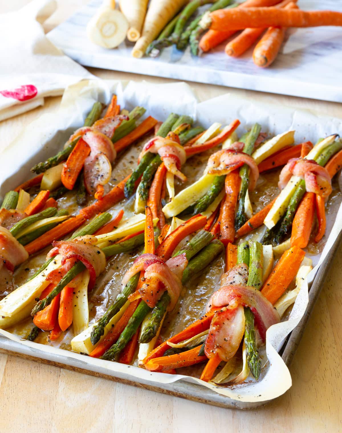 Bacon Wrapped Vegetables with Maple Glaze - A Spicy Perspective