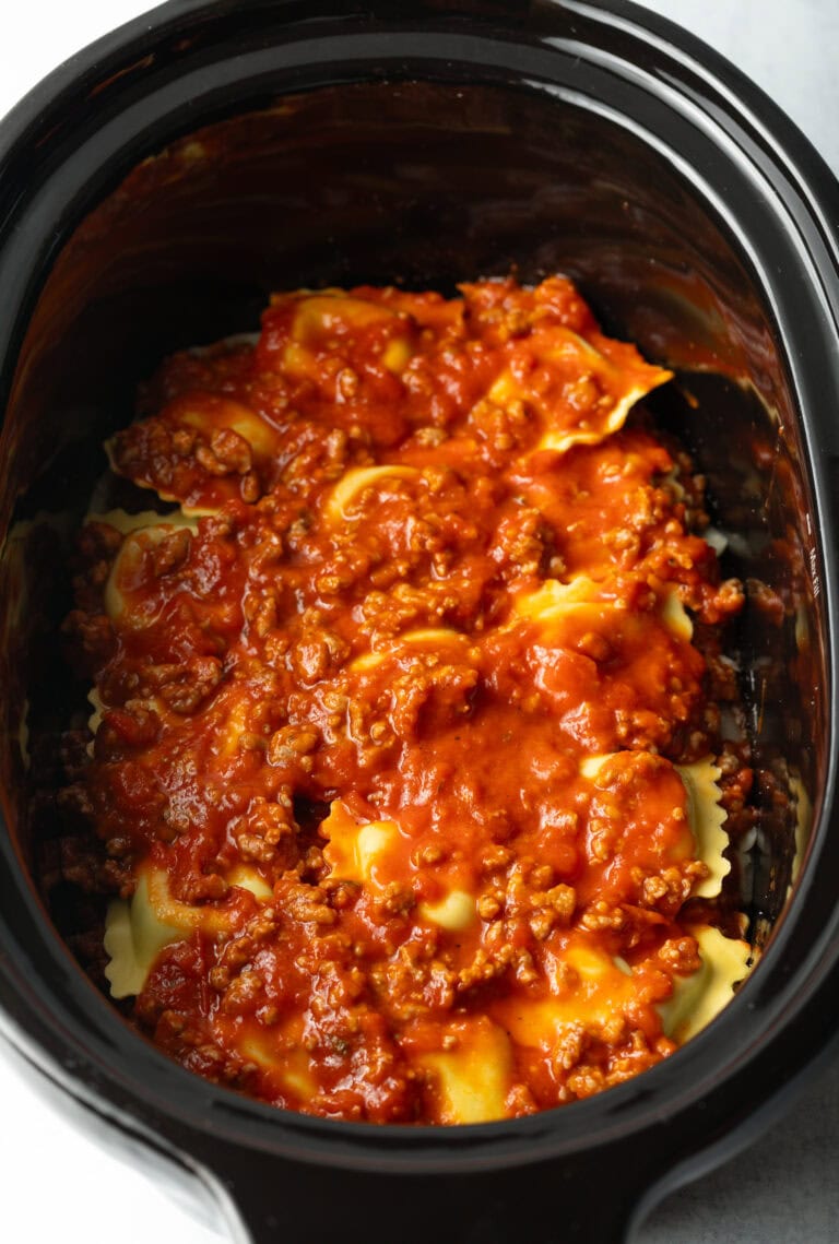 Crockpot Ravioli Lasagna Casserole Recipe (Video) - A Spicy Perspective