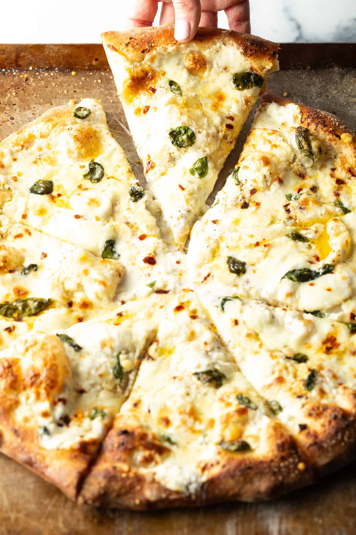 White Pizza Recipe (Pizza Bianca) Recipe + VIDEO - A Spicy Perspective