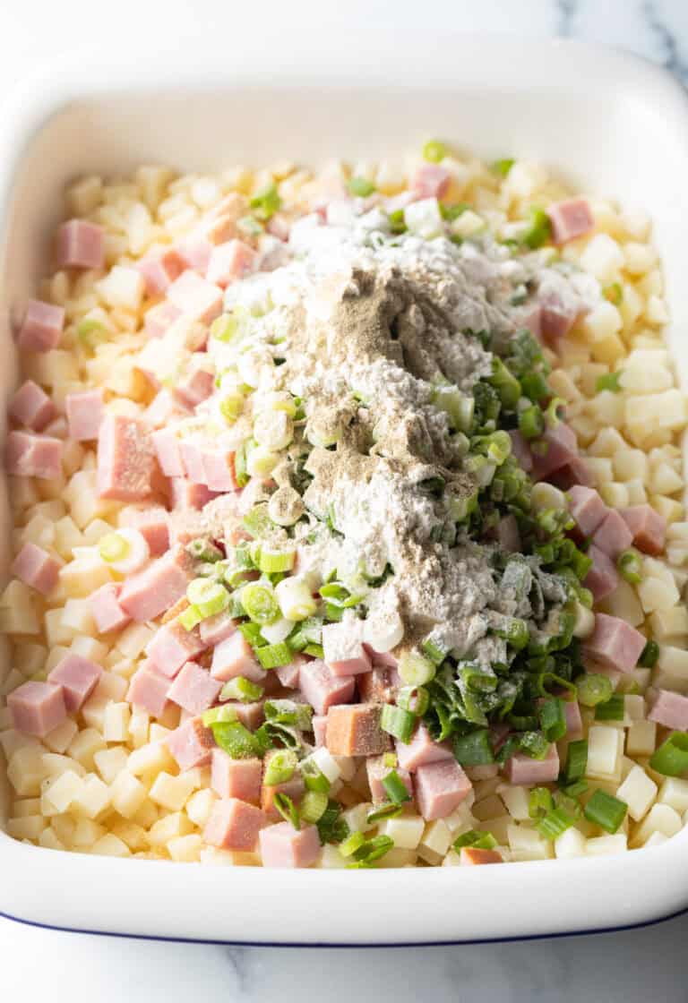 Ham and Potato Casserole (Dump and Bake) - A Spicy Perspective